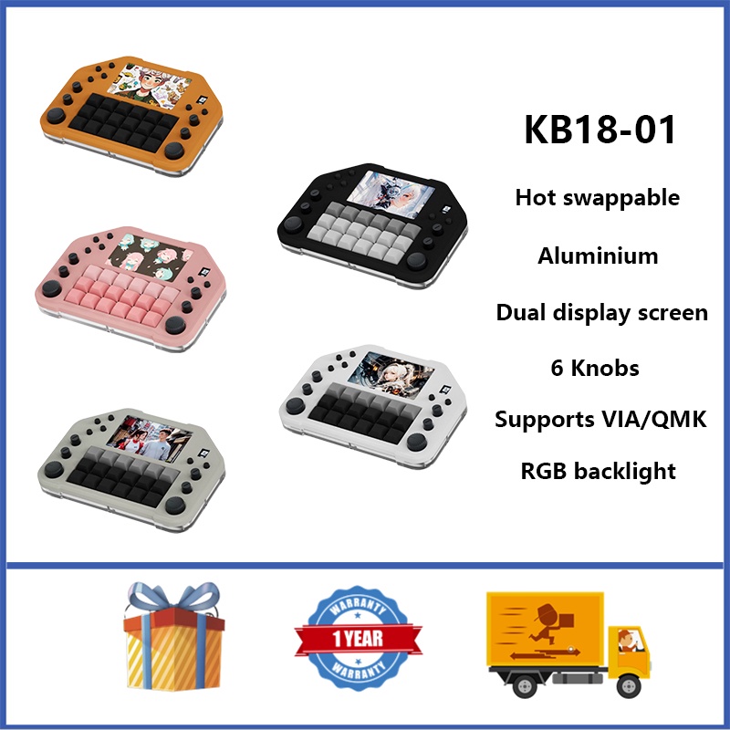Doio คีย์บอร์ดอะลูมิเนียม 18 คีย์ RGB รองรับ VIA QMK พร้อมลูกบิดหน้าจอ KB18-01 | Shopee Thailand
