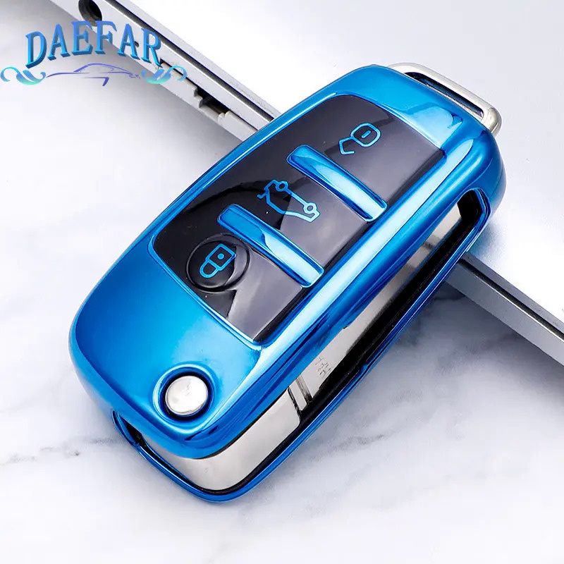 TPU Car Folding Key Case Bag Cover Shell Keychain For Audi A1 A3 A4 A5 ...