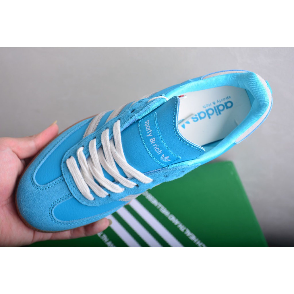 Sporty&Rich x Adidas Originals Samba "Sky Blue/Grey" ผ้าใบลำลองสำหรับ ...