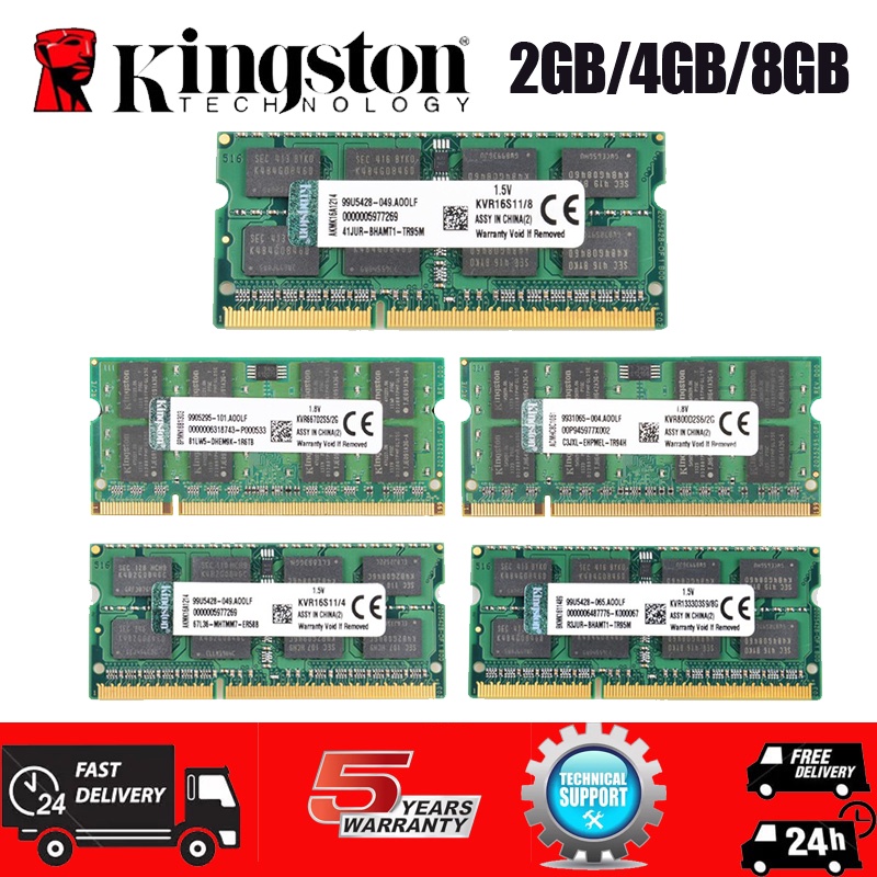 Kingston แรมแล็ปท็อป 2GB 4GB 8GB PC2 PC3 5300S 6400S 10600S 12800S 12800 DDR2 DDR3 DDR3L 800 ...