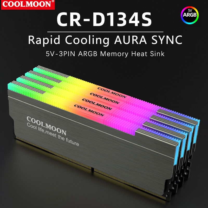 Coolmoon RAM DDR ฮีทซิงค ์ ARGB Memory RAM Cooler 5V 3PIN ARGB อ ่ างล ...