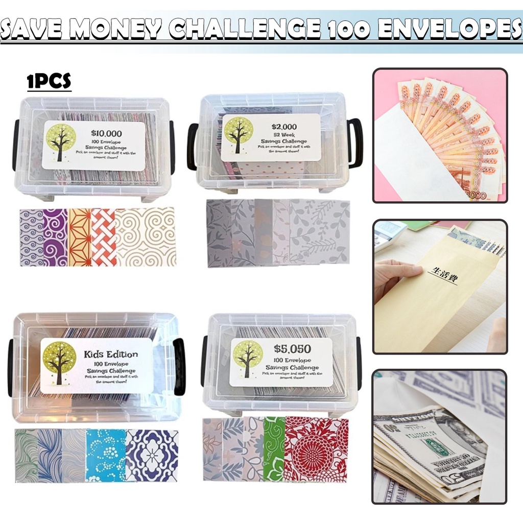 Money Saving 100 Envelopes for Cash Challenge with DIY Box Envelope ...