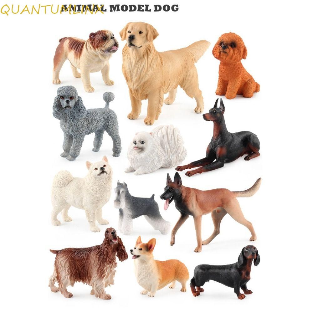 Quantuml ตุ๊กตาสุนัข, จําลองสัตว์ขนาดเล็กที่เป็นของแข็งรุ่น, ลูกสุนัข ...