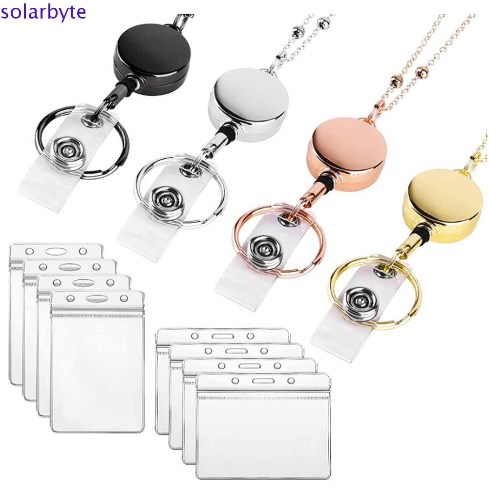 Solarbyte พร้อม ID Card Holders ผู้หญิงพนักงานชื่อพวงกุญแจ Key แหวนคลิปสแตนเลสกันน้ํา DIY Beaded ...