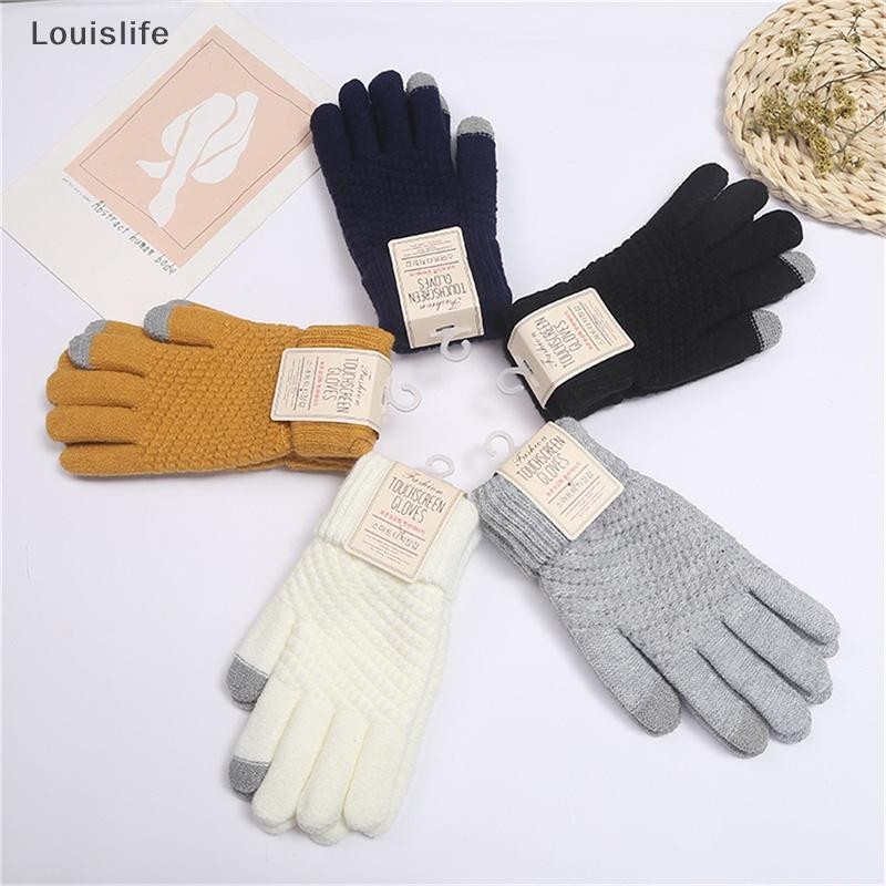 Llph ฤดูหนาวหน้าจอสัมผัสถุงมือผู้หญิงผู้ชาย Warm หนายืดถัก Full Finger Mittens LLP | Shopee Thailand
