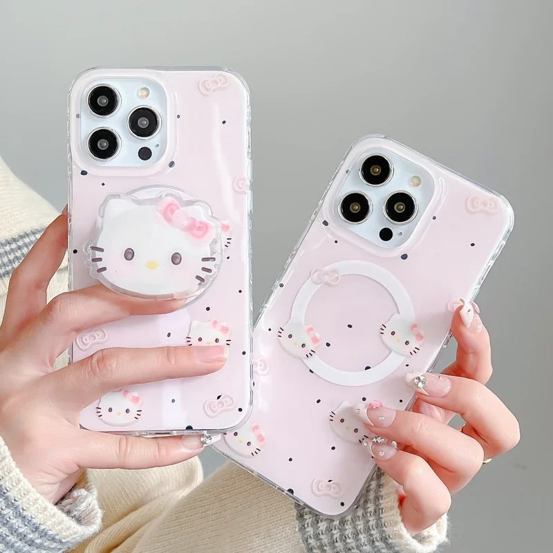 การ์ตูนน่ารัก Sanrio Hello Kitty Magnetic Magsafe Popsocket แหวนยึด ...
