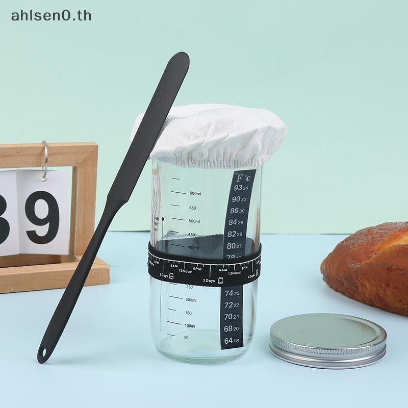 Ahlsen0 600ML Sourdough Starter Jar Kit แก้วใส Sourdough Starter คอนเทนเนอร์ปากกว้าง Sourdough ...