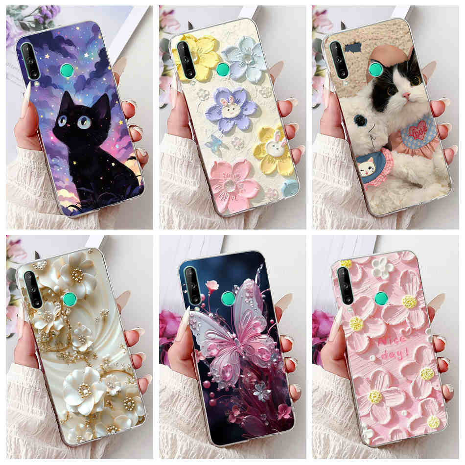 สําหรับ Huawei Y7P ART-L28 ART-L29 แมวน่ารักผีเสื้อดอกไม้รูปแบบกรณี Y7P ...