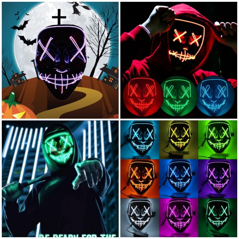 ฮาโลวีน Colplay Props LED Light Up Purge หน้ากากฮาโลวีน Masquerade ...