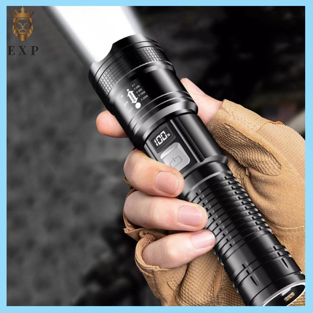 [explosion1.th] ไฟฉาย LED Zoomable USB ชาร์จ Power Bank ไฟฉาย ไฟฉายแสดงพลังงาน | Shopee Thailand