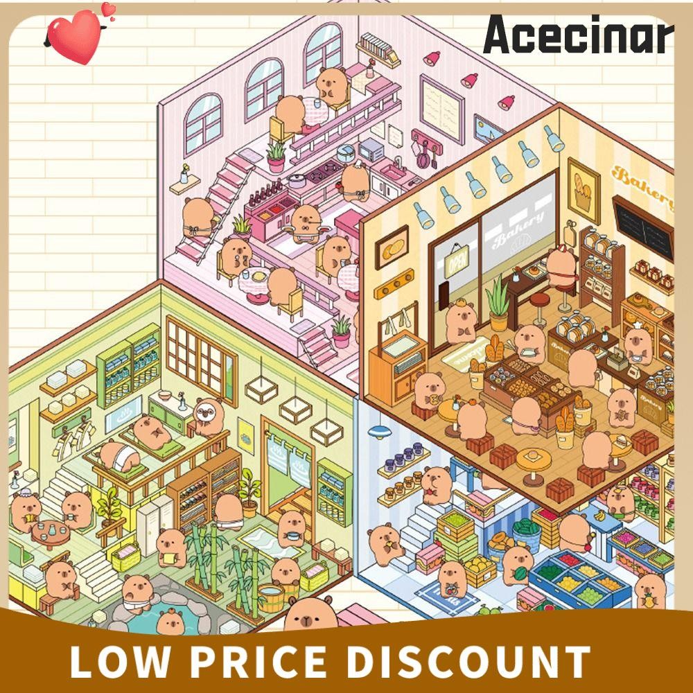 สติ๊กเกอร์ซ้อนภาพ ACECINAR, สติ๊กเกอร์ฉากจิ๋ว Capybara DIY, สติ๊กเกอร์ ...