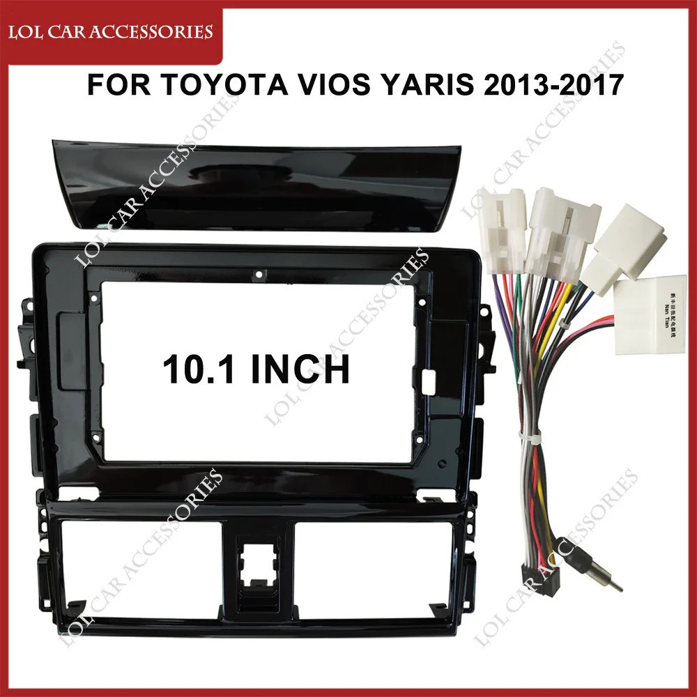 10.1 นิ้วสําหรับ Toyota Vios Yaris 2013-2017 รถวิทยุ Android GPS MP5 ผู้เล่นปลอกกรอบ 2 Din Head ...