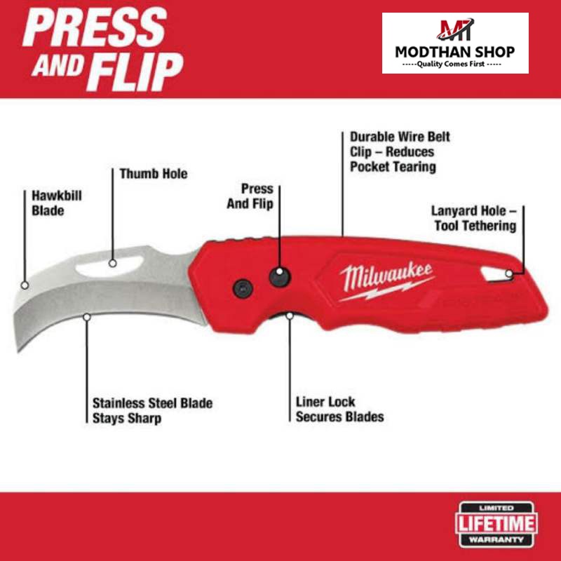MILWAUKEE knife 48-22-1525 สีแดง มิววอคกี้ ของแท้ 100% | Shopee Thailand