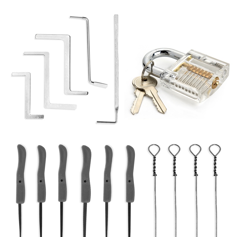 3 In 1 Set Locksmith Tools Practice Transparent Lock Kit With Broken ...