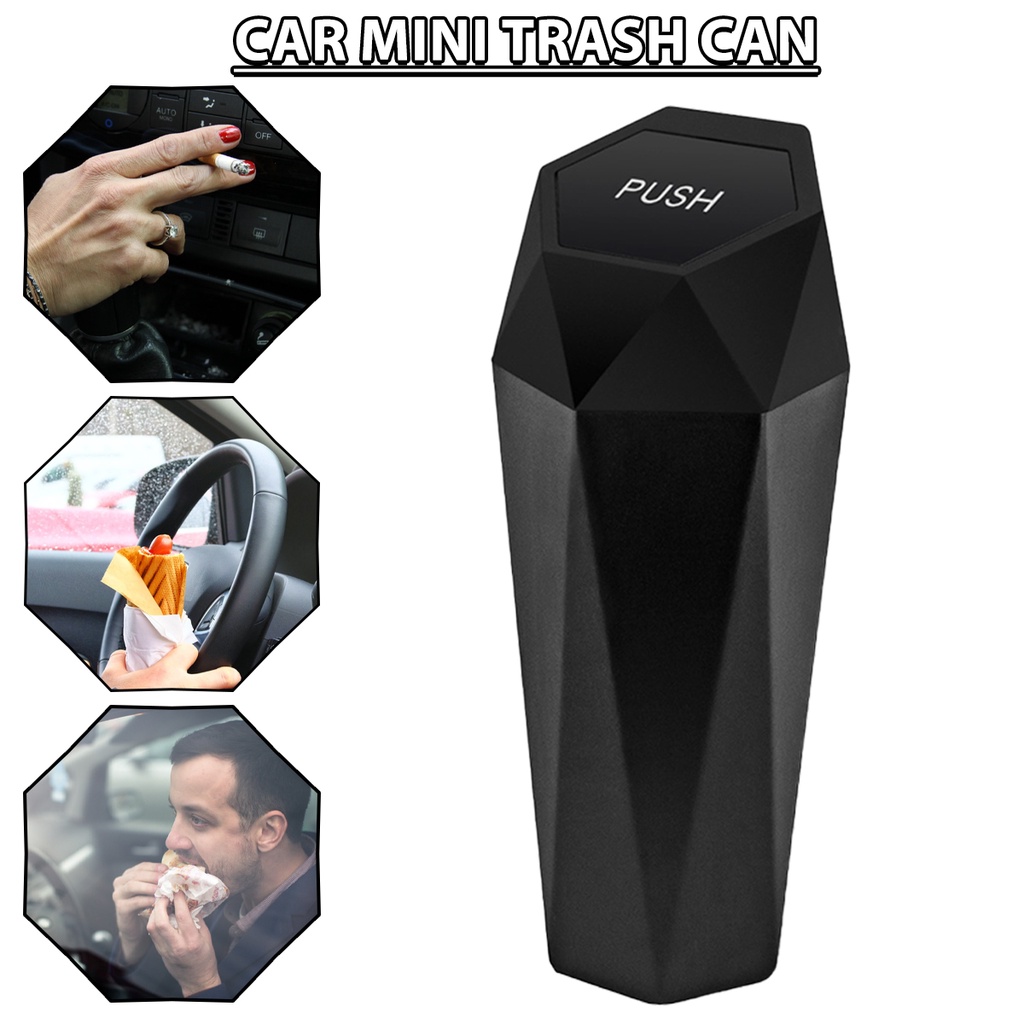 Car Trash Can with Lid Diamond Design Mini Trash Can Portable Garbage ...
