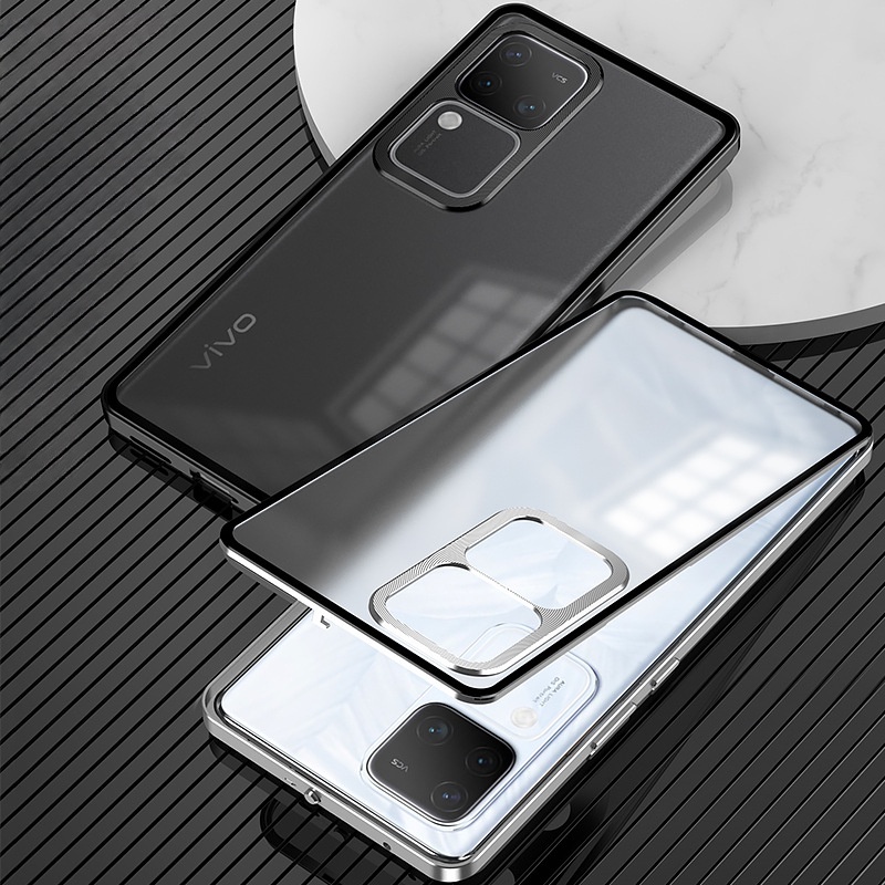 เคสกระจกนิรภัยแม่เหล็ก สําหรับ VIVO S18 Pro S18E Cases 360° เคสกรอบโลหะ ...