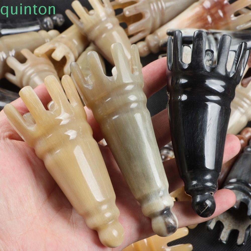 Quiton Ox Horn หวีนวด, แปรงนวดหนังศีรษะขูดหัวยาวชี้แชมพูหวี, Acupoint Gua Sha ผ่อนคลายบําบัด ...