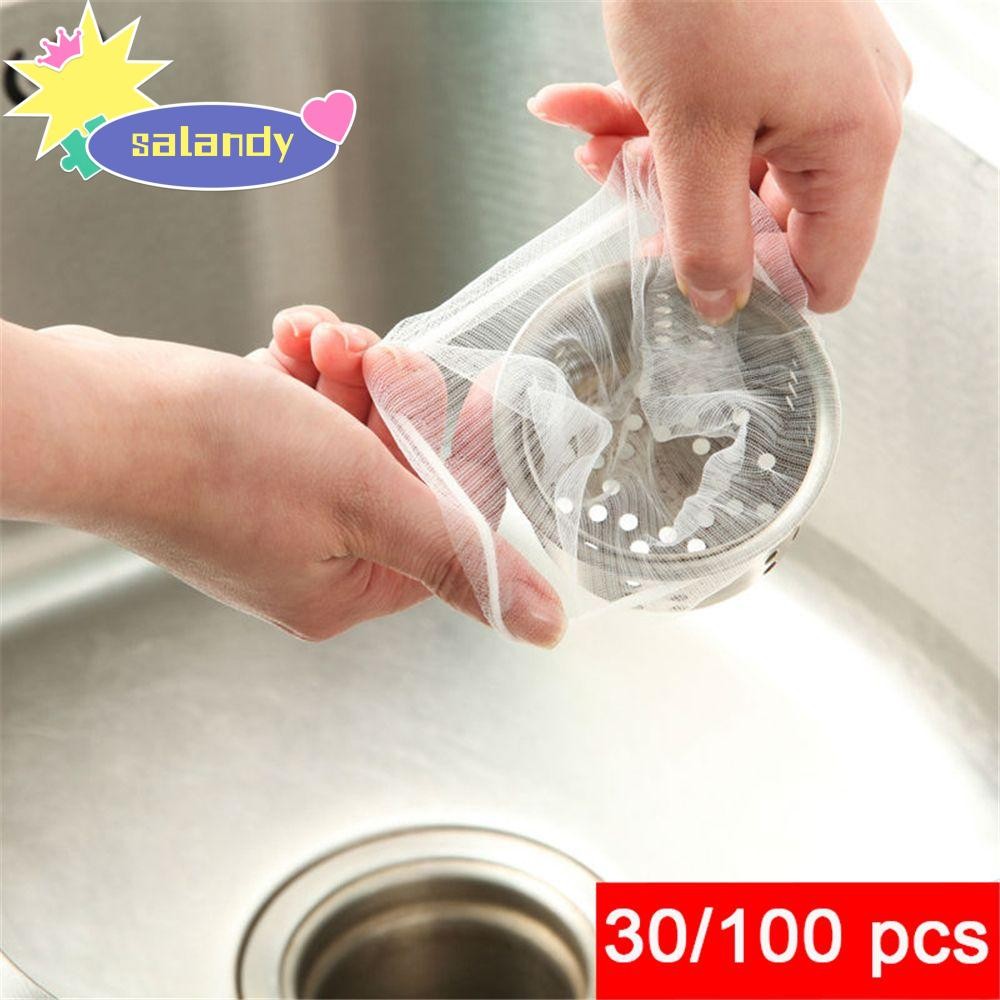Salandy 30/100 ชิ้นอ่างล้างจานกรองผมแยกท่อระบายน้ําไนลอนอุดตันป้องกัน ...