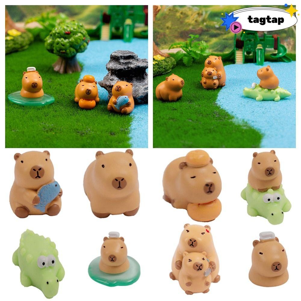 Tagtap การ์ตูน Capybara รูปปั้น,เรซิ่นMulticolor Miniature Capybara รูป,หัตถกรรม Micro ภูมิทัศน์ ...