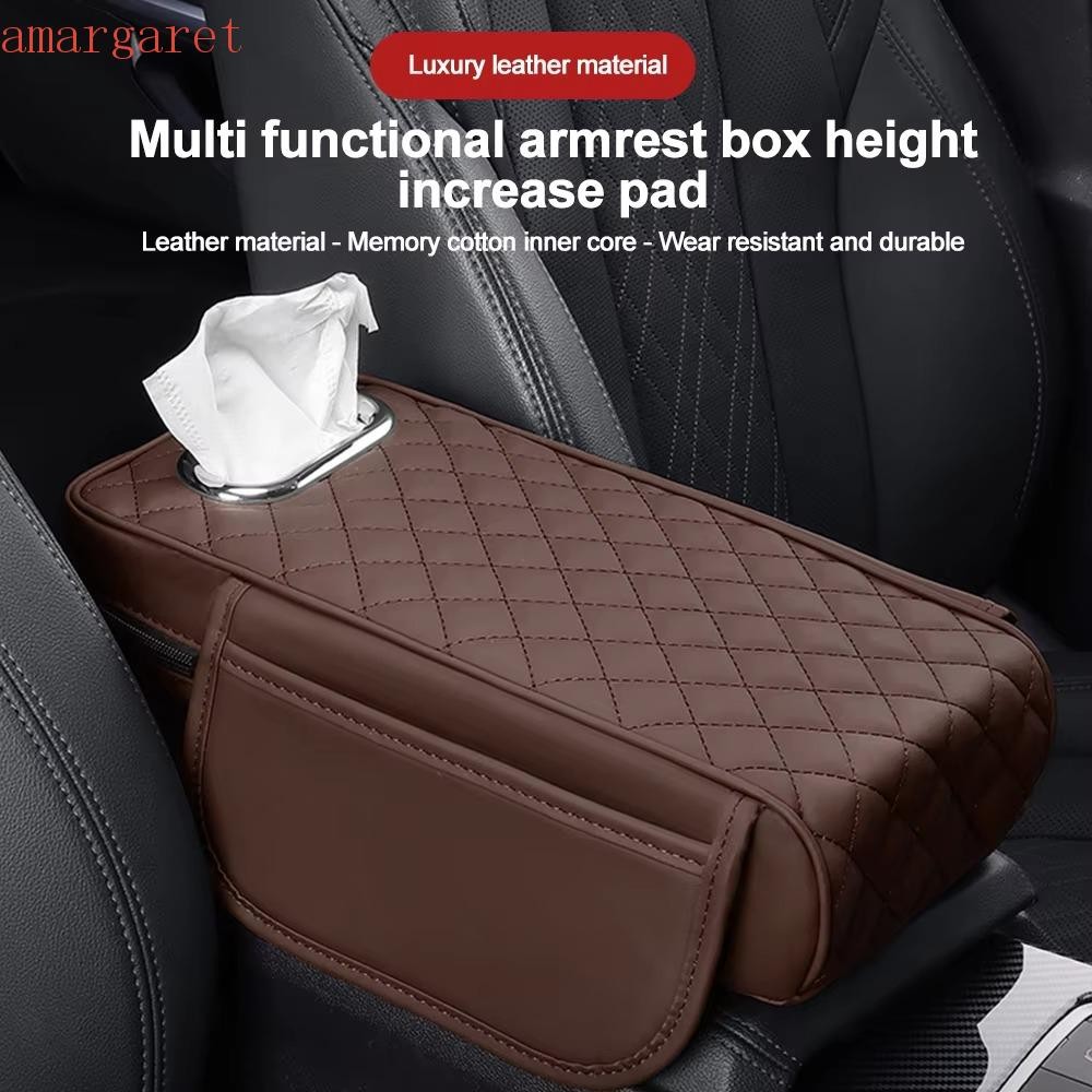 Amagaret เสื่อที่เท้าแขนรถกล่องกระดาษทิชชู,หนัง PU ความสูง Pad รถ ...