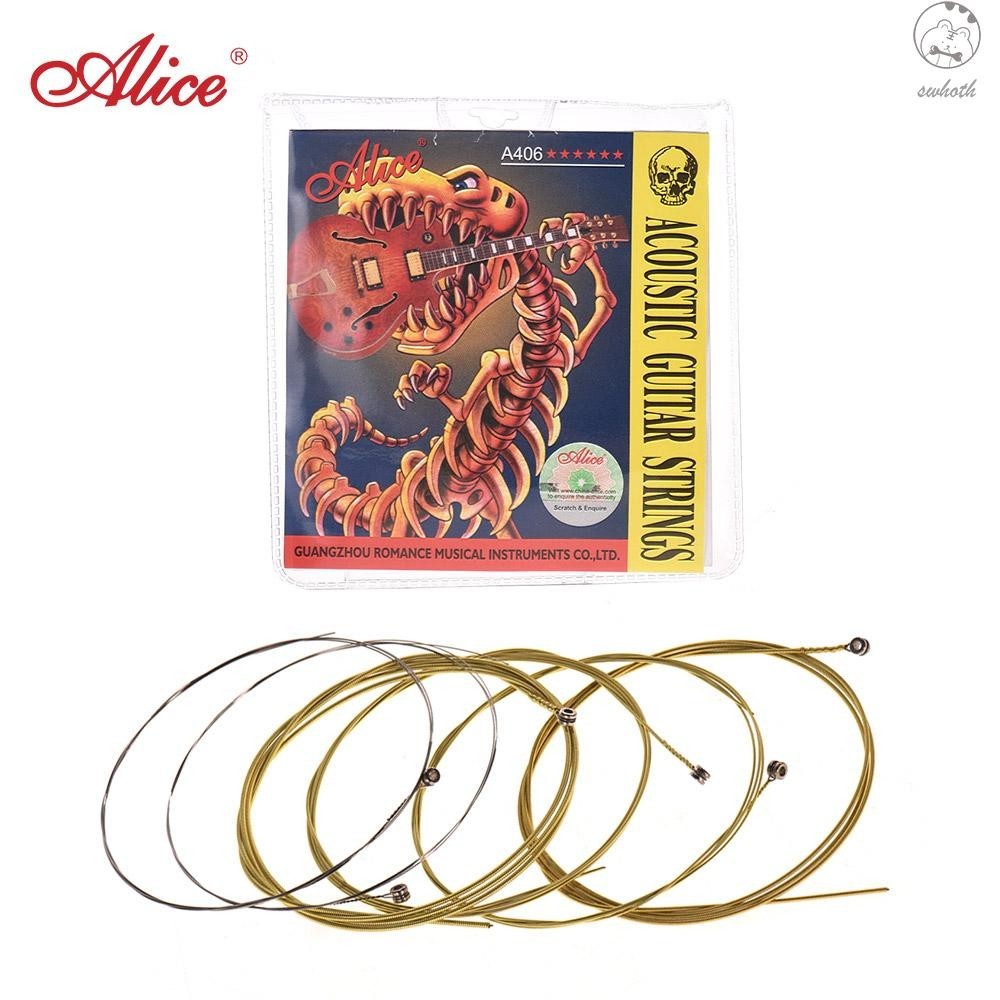 Alice Core สายไฟกีตาร์อะคูสติก เหล็กอัลลอย A 406 Series 011-052 6 ชิ้น ...