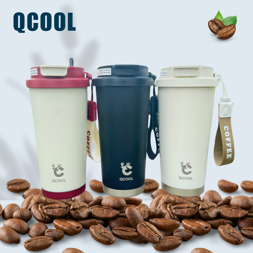 QCOOL แก้วกาแฟ 530 มล มาพร้อมหลอดดูด เก็บอุณหภูมิได้ รับประกันไอน้ำไม่เกาะข้างแก้ว | Shopee Thailand