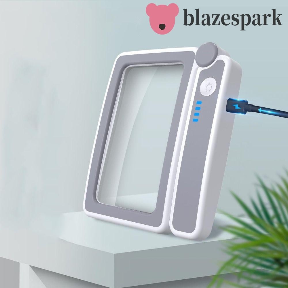 Blazespark แว่นขยายพร้อมไฟ, ชาร์จ 4X ขยายแว่นขยายขนาดใหญ่, ผู้สูงอายุมือถือสแควร์พับได้ 10 LED ...