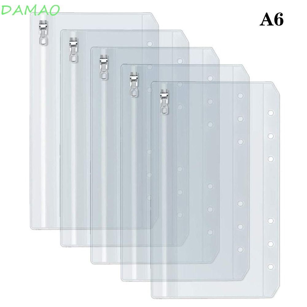 Damao ซองใส่เอกสาร PVC ใส ขนาด A5 A6 6 รู พร้อมซิปโลหะ สําหรับจัดเก็บเอกสาร ใบเสร็จ 5 ชิ้น ...