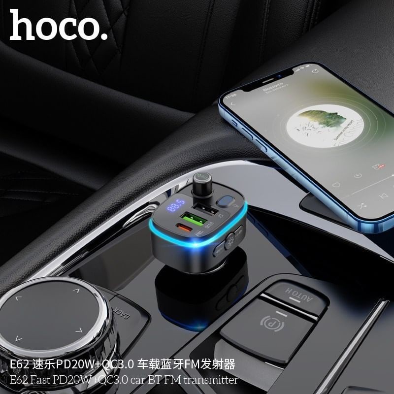 บลูทูธในรถยนต์ (ของแท้100%) บลูทูธในรถยนต์ Hoco E62 Bluetooth5.0 Car Kit FM Transmitter PD20W ...