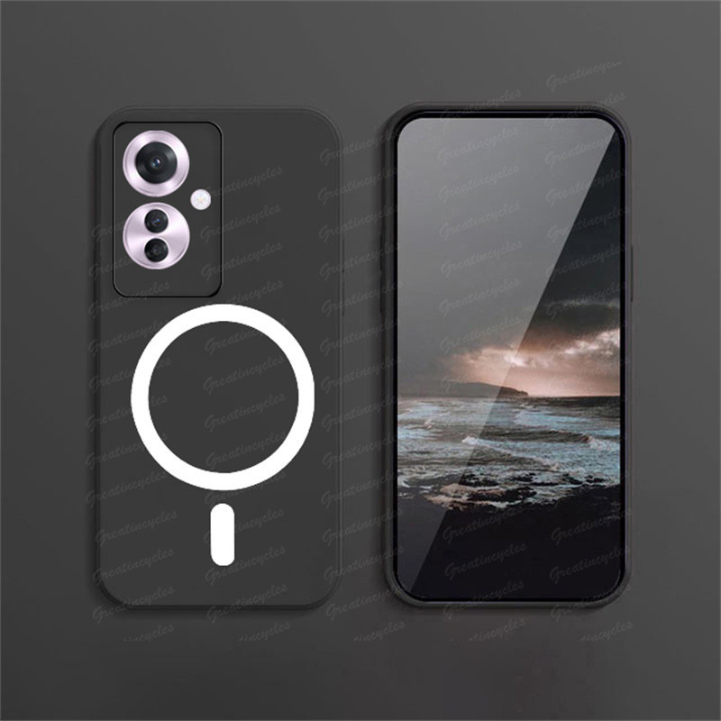 Oppo Reno11 F CPH2603 เคสโทรศัพท์แม่เหล็ก เนื้อแมตต์ สีดํา ชาร์จแบบไร้ ...