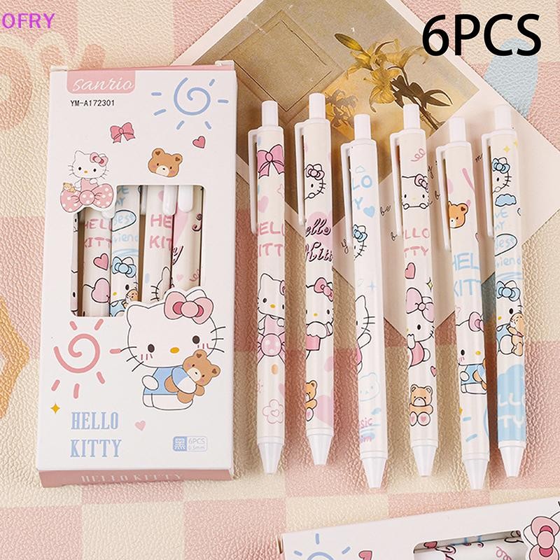 ของ 6 ชิ้น/เซ็ตการ์ตูน Sanrio ปากกาเจลน่ารัก Hello Kitty 0.5 มม.สีดํา ...