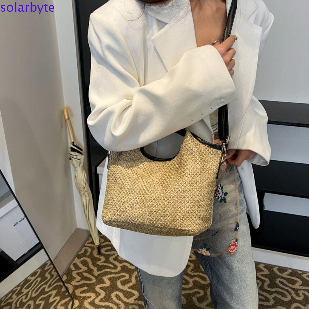 Solarbyte สานฟางกระเป๋า,Hollow Tote Bagขนาดใหญ่ความจุกระเป๋าชายหาด,อินเทรนด์กระเป๋าถือBohemian ...