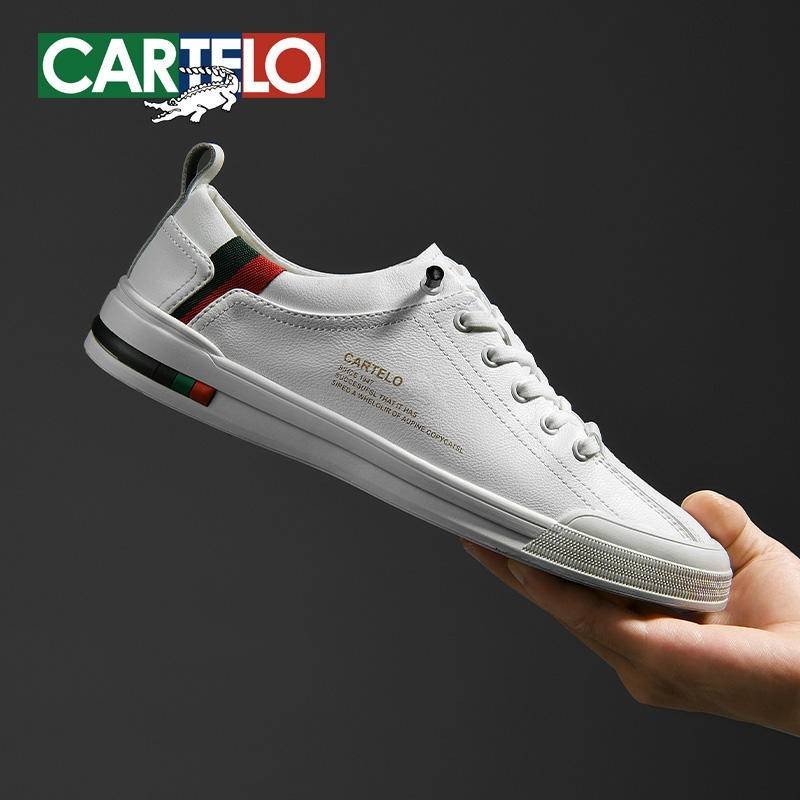 Cartelo cartelo รองเท้าผ้าใบลําลอง ลายหนังจระเข้ สีขาว สําหรับผู้ชาย เหมาะกับการเล่นกีฬา ...