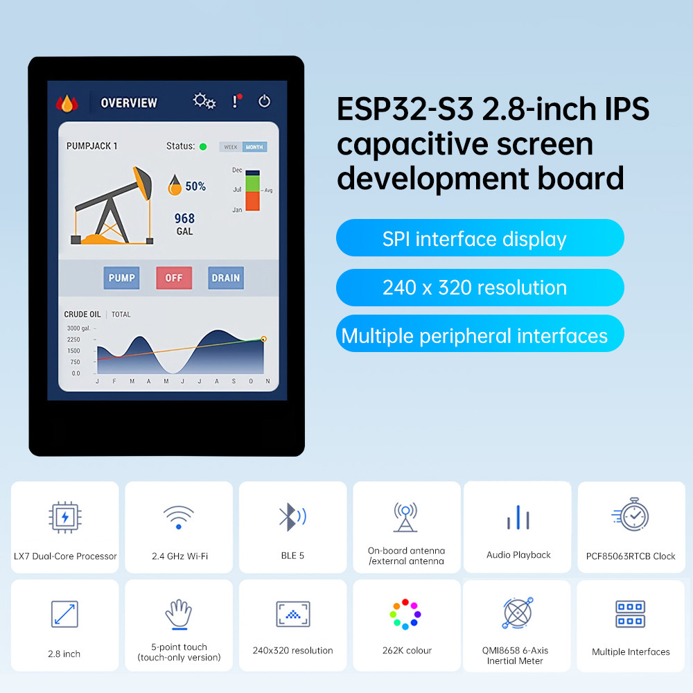 Pcbfun ESP32-S3-LCD-2.8 ESP32-S3-LCD-2.8B ESP32-S3 2.8 นิ้วหน้าจอ LCD Wifi จอแสดงผลบลูทูธบอร์ด ...