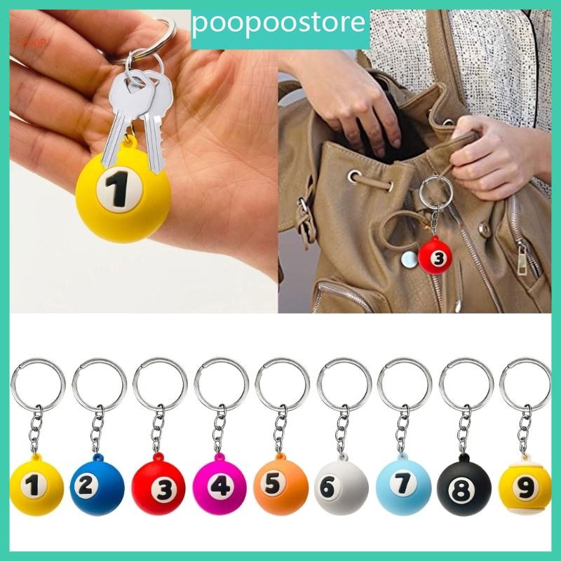Poop Creative จําลองบิลเลียดพวงกุญแจจี้ 1 ถึง 9 บิลเลียดกระเป๋า Key ...