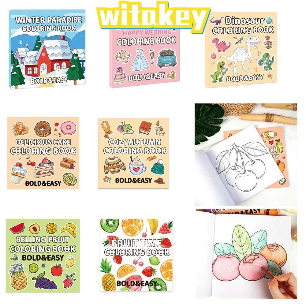 Witakey สมุดระบายสี 40 แผ่น, กระดาษ Multi Theme หนังสือภาพวาด Graffiti, การ์ตูน Graffiti อาหาร ...