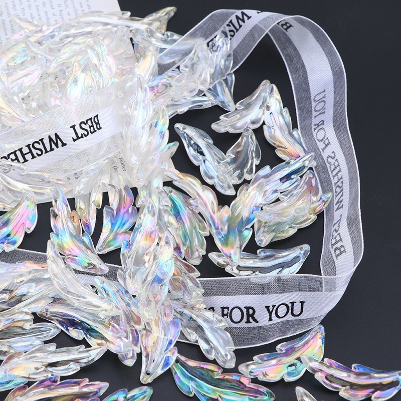 10g AB ชุบสี Perforated Feather จี้รู DIY เคสโทรศัพท์พวงกุญแจอุปกรณ์ ...