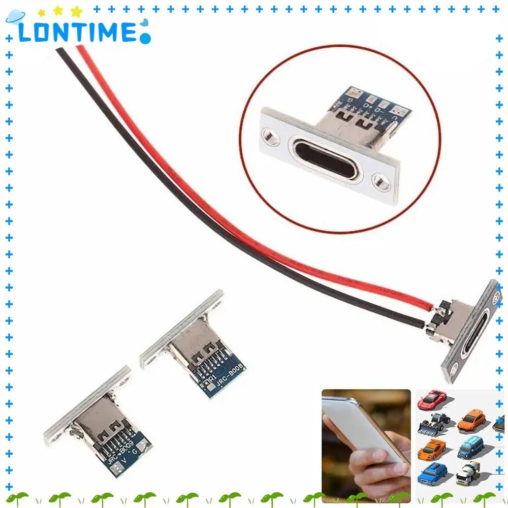 Lontime แจ็คเชื่อมต่อ USB Type-C 2P ตัวเมีย พอร์ตชาร์จข้อมูล กันน้ํา คุณภาพสูง 2Pin USB Type C ...