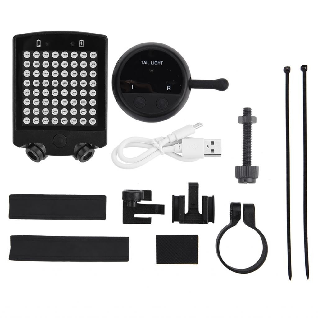 Wireless Remote Bike Turn Signal USB Rechageable Signals LED Rear Light ...