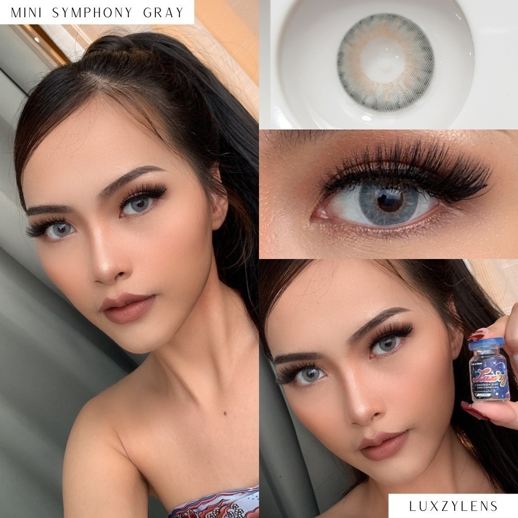 คอนแทคเลนส์(มินิ) Mini Symphony Brown / Gray (Luxzylens) ⭐️ลายฮิต ขายดีมาก กรองแสงกันยูวี ...
