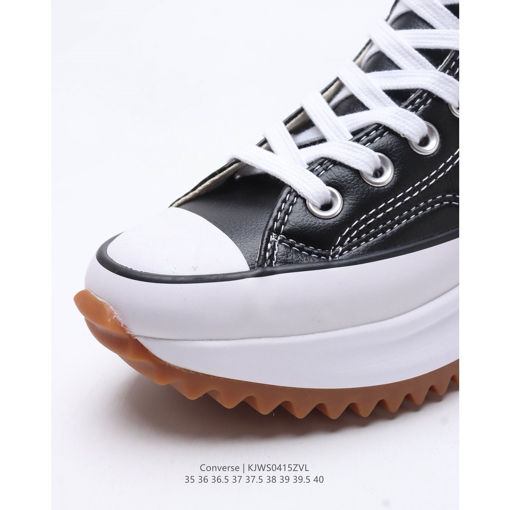 ♞Converse แพลตฟอร์ม Chuck Taylor Run star hike มัฟฟิน booster หนังสีดำ ...