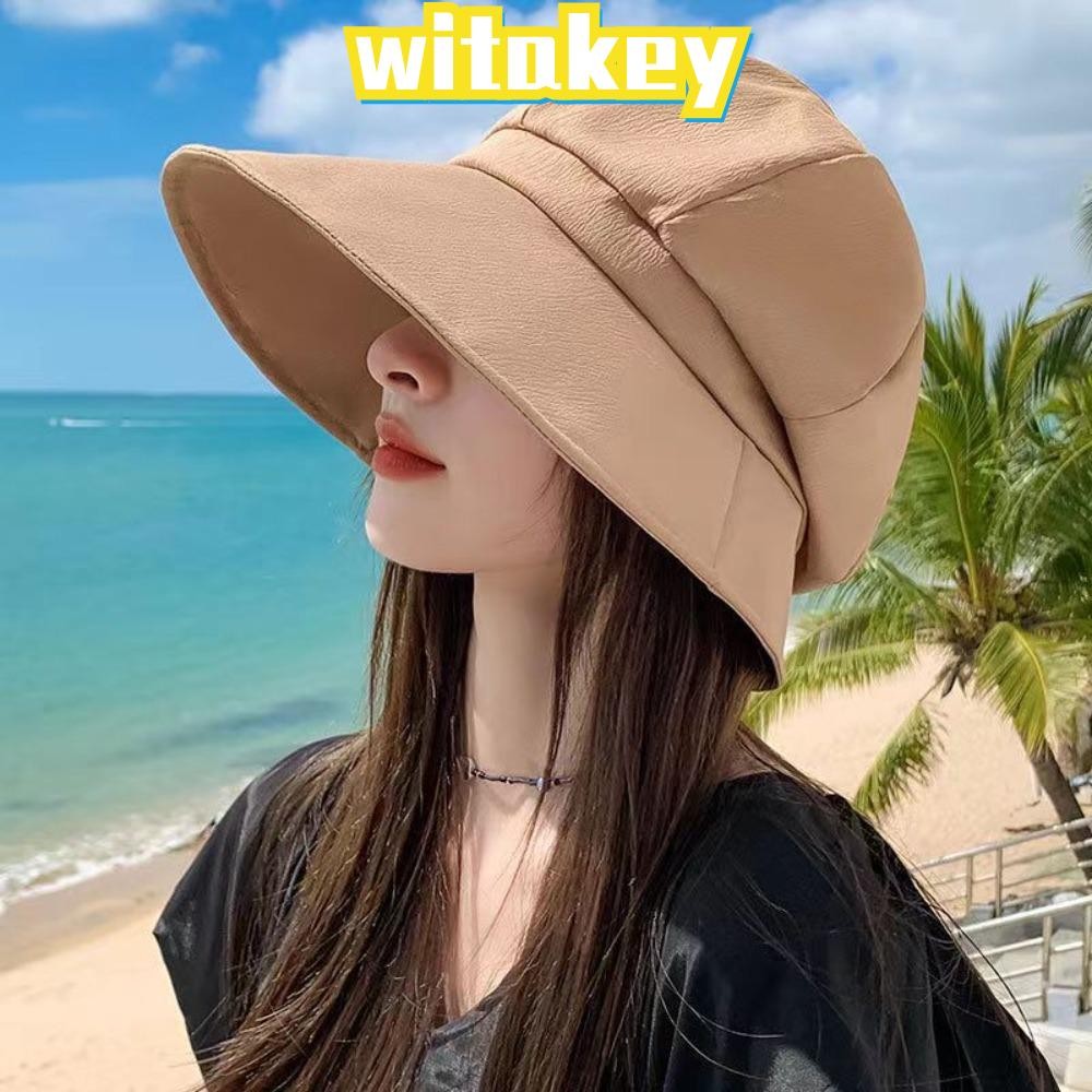 Witakey หมวกชาวประมง, หมวกปีกกว้างกันแดดขี่ม้า, ขายดีอินเทรนด์ปรับหมวกกองหกเหลี่ยมระบายอากาศ ...
