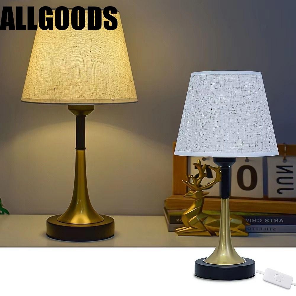 Allgoods โคมไฟข้างเตียง, ฐานโลหะ Vintage Retro Night Light, โมเดิร์น ...