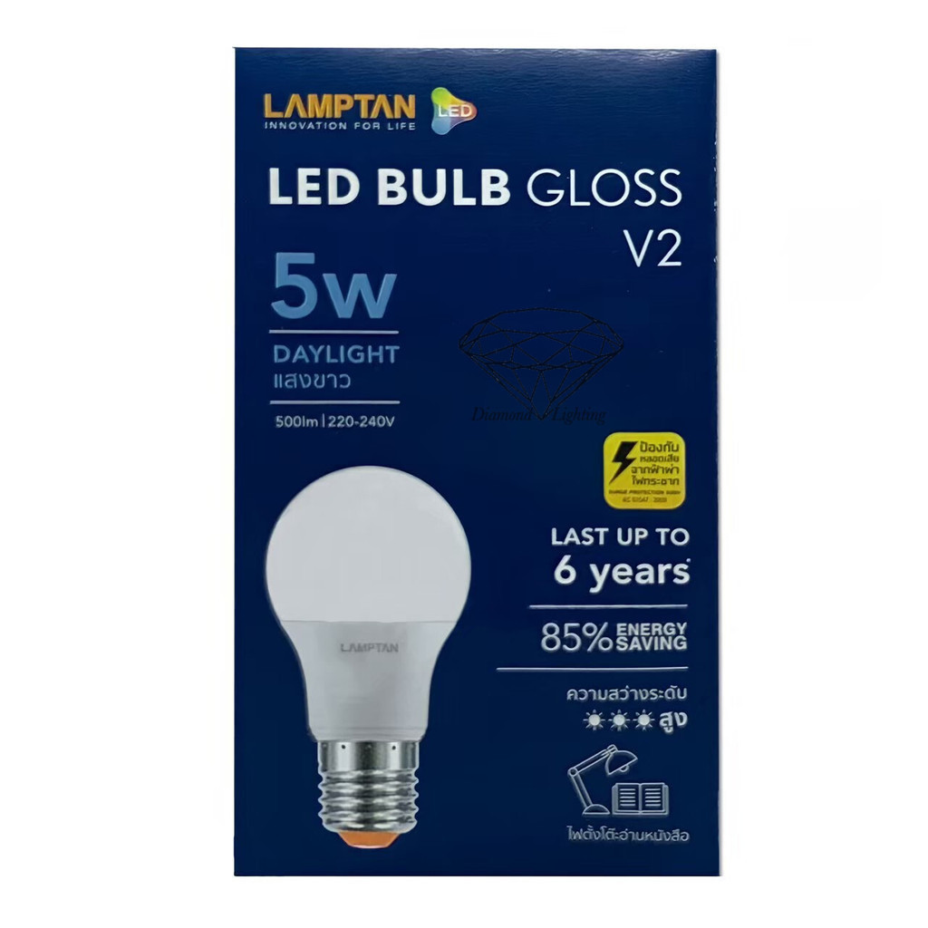หลอดบับ LED Bulb Gloss 5W Lamptan E27 มีแสงขาว และ แสงวอร์มไวท์ ราคาส่ง ...