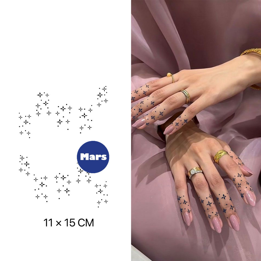 【Mars Tattoo】ใหม่ สติกเกอร์รอยสักชั่วคราว ลายเฮนน่า ดาว D244 กึ่งถาวร ...