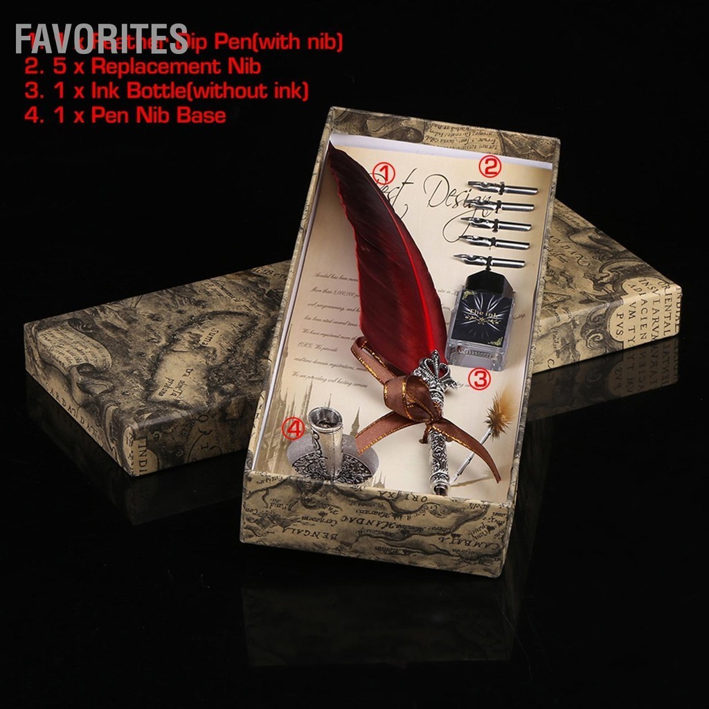 Favorites ภาษาอังกฤษการประดิษฐ์ตัวอักษร Feather DIP Quill ปากกาชุด ...