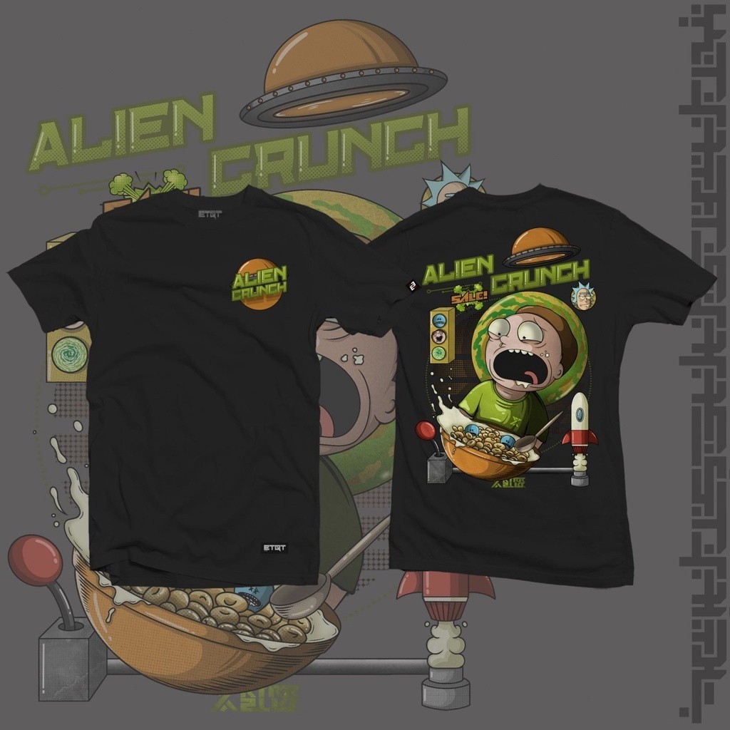 เสื้อยืด แนวโน้ม ☈ เสื้อยืดเอเลี่ยนนอกโลก Alien Crunch ผ้าฝ้ายแขนสั้นอะ ...