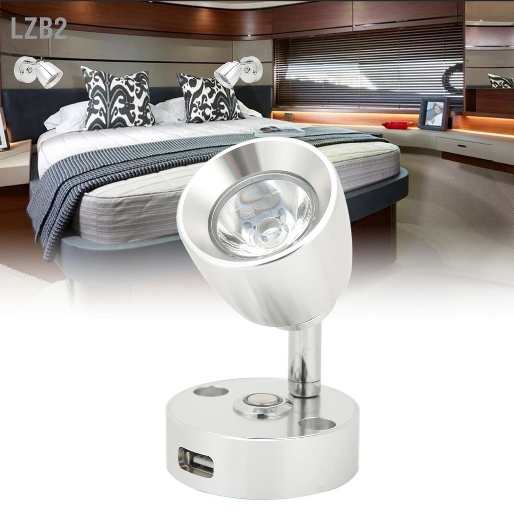 LZB2 RV LED อ่าน Light กด Dimming Switch พอร์ต USB Wall Mount ภายในรถสำหรับ Caravan Camper เรือ ...