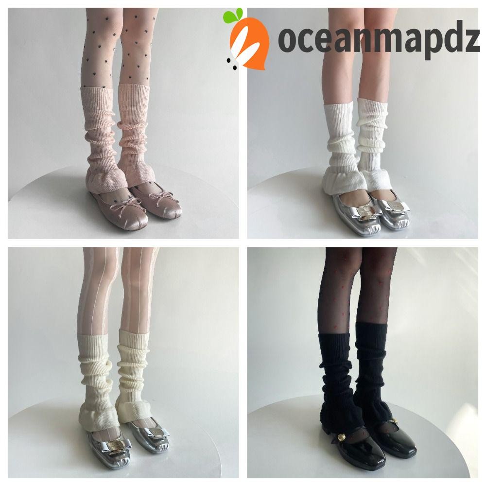 Oceanmapdz รองเท้าโลลิต้า, ยืดหยุ่นสไตล์บัลเล่ต์ถักเท้าปก, แฟชั่น Y2K นุ่มระบายอากาศถุงเท้ากลาง ...