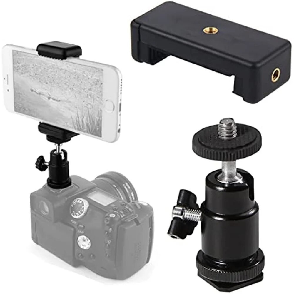 Moblie Phone Clip Bracket Holder Mount 1/4 Screw Hot Shoe Phone Clip ...